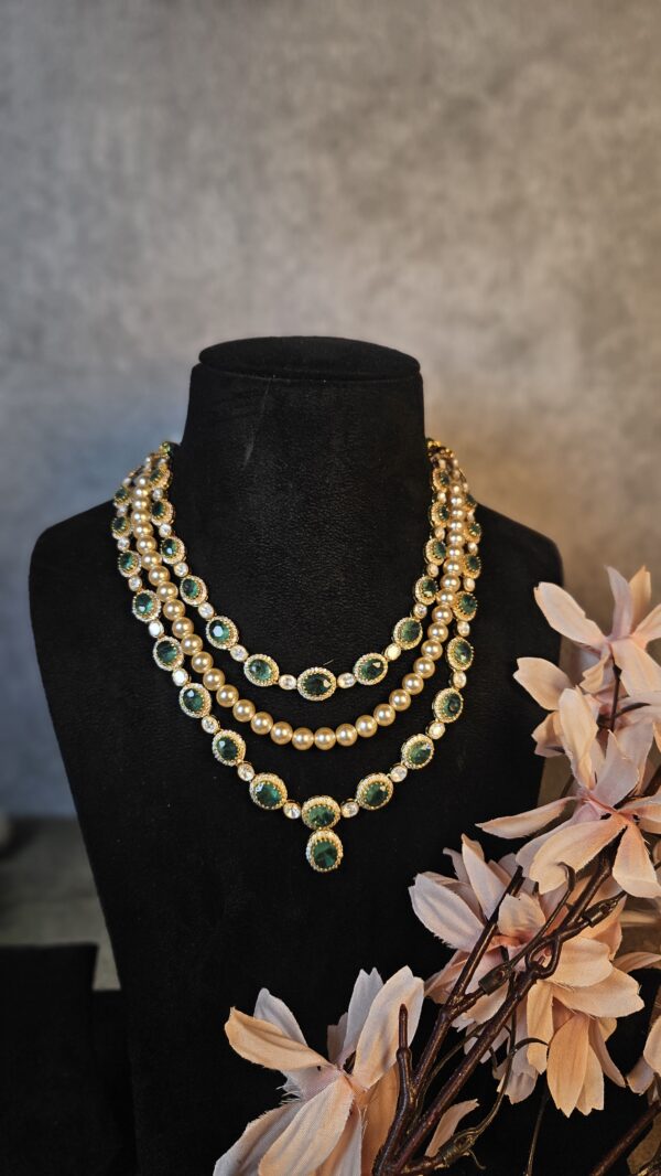 Emerald & Pearl Layered Necklace – Mirrajewels