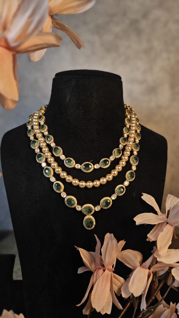 Emerald & Pearl Layered Necklace – Mirrajewels